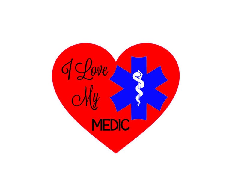 I Love My Medic Heart Decal EMS Fire Rescue Vinyl Decal | Etsy