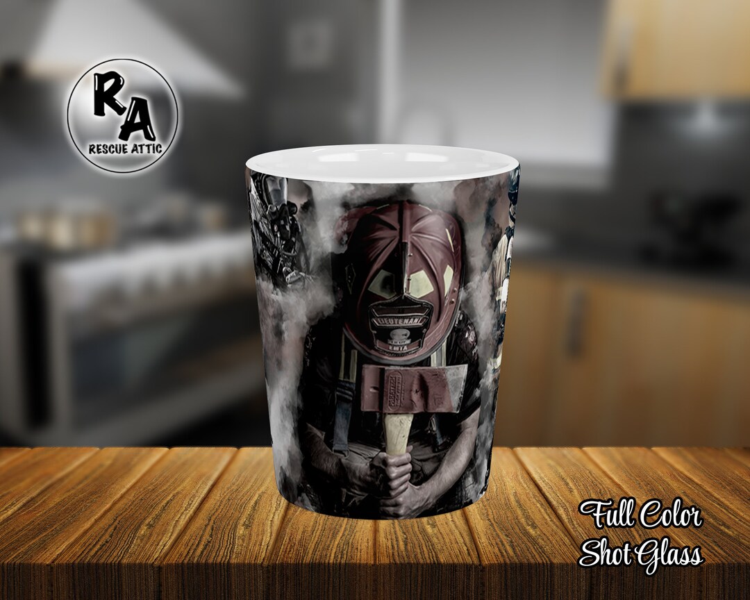Firefighter Collage Full Color Shot Glass - Custom Shot Glass ...