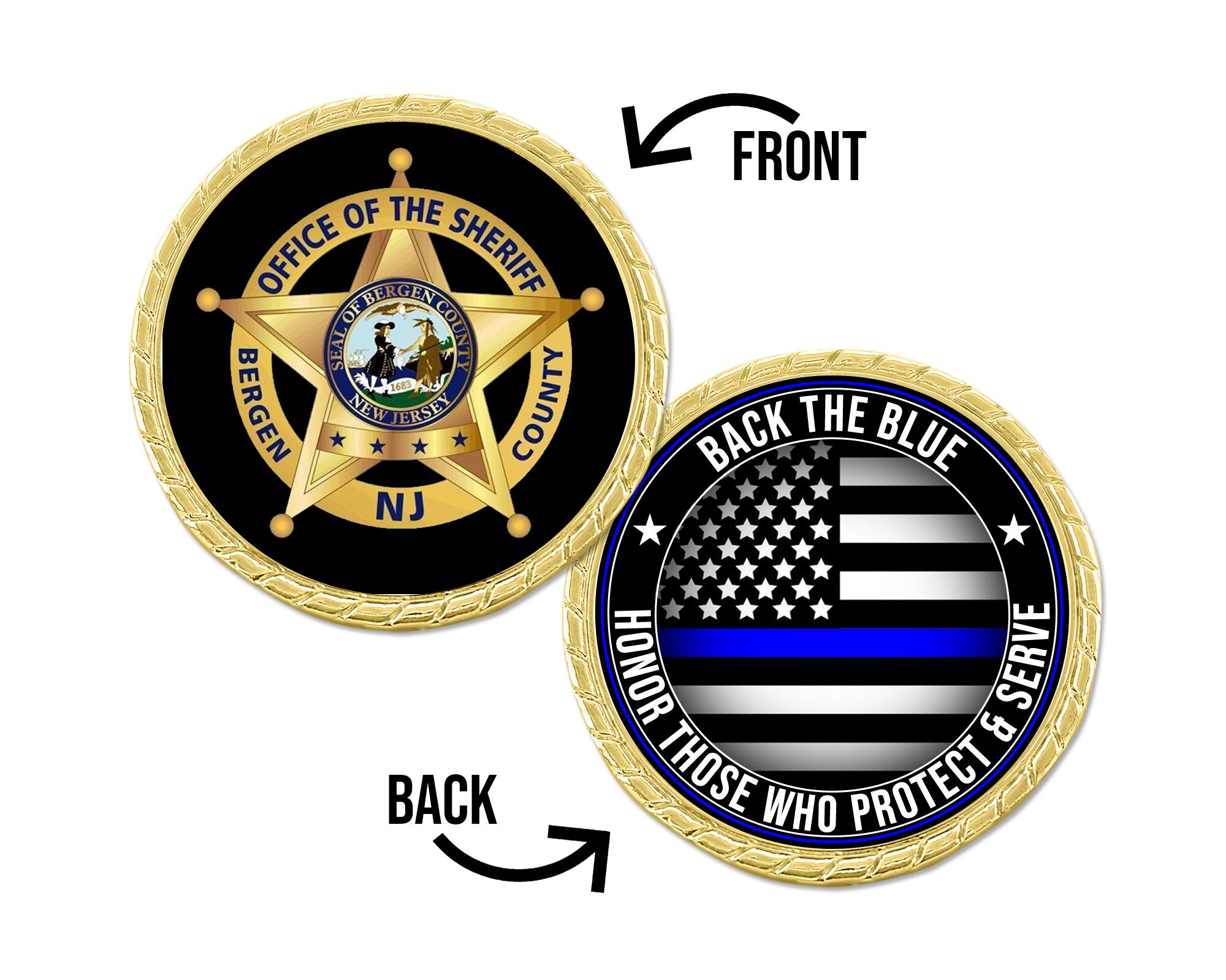 Custom Designed Blue Line Challenge Coin Pocket Coin | Etsy