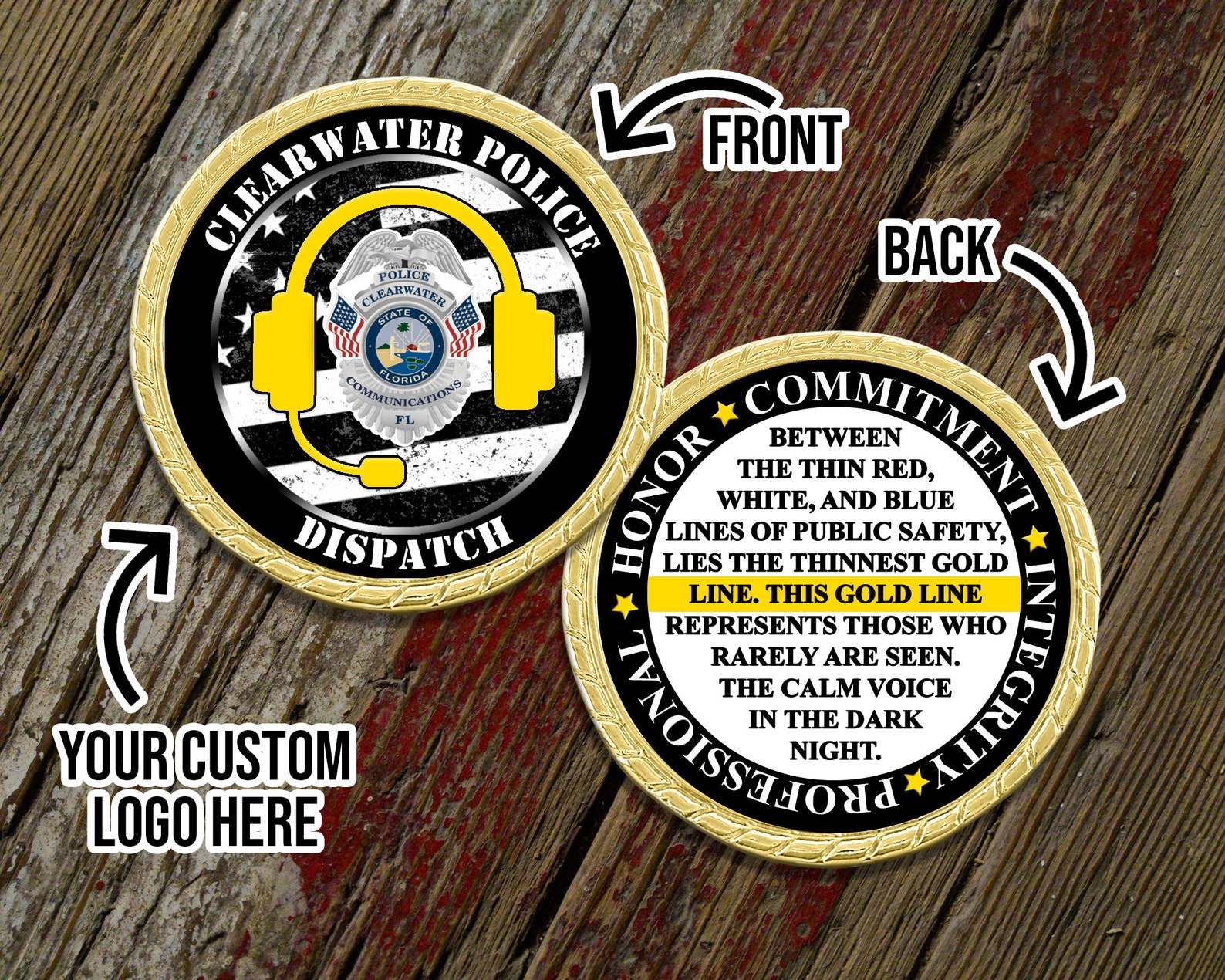 Custom Designed Dispatcher Challenge Coin - 911 - Emergency Services ...