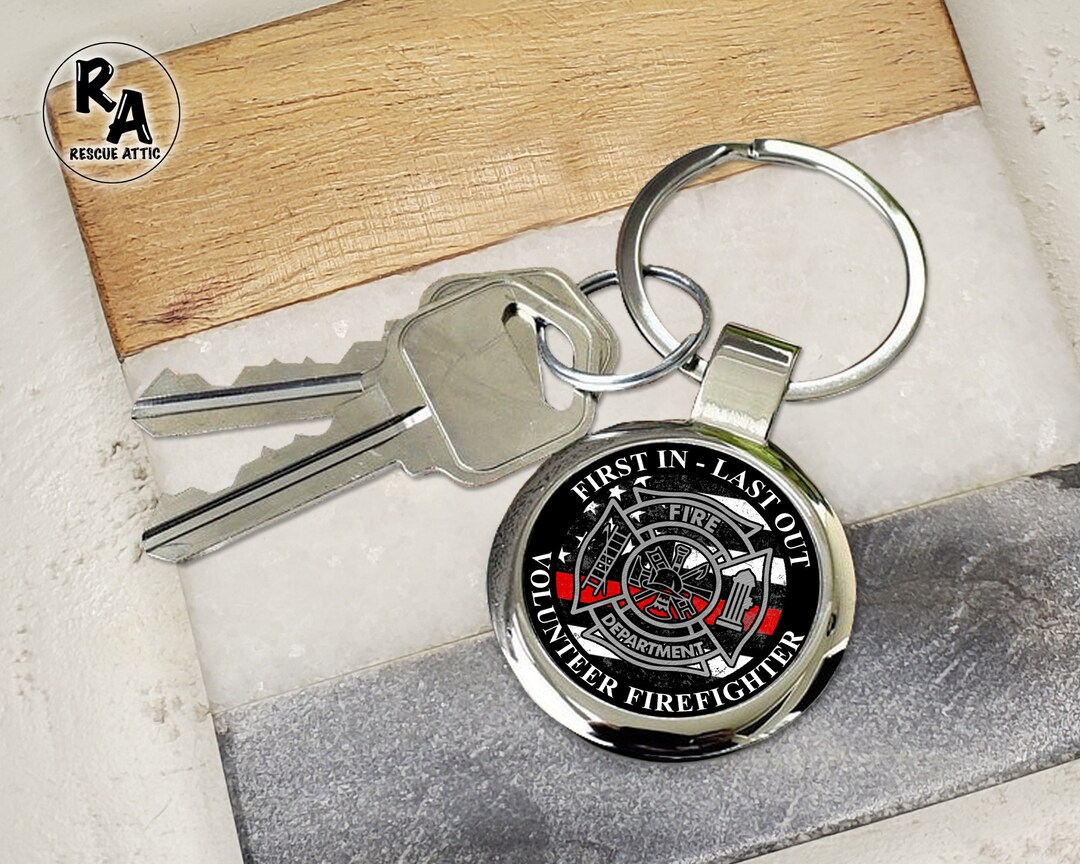 Volunteer Firefighter Thin Red Line Flag Keychain - Custom Keyring ...