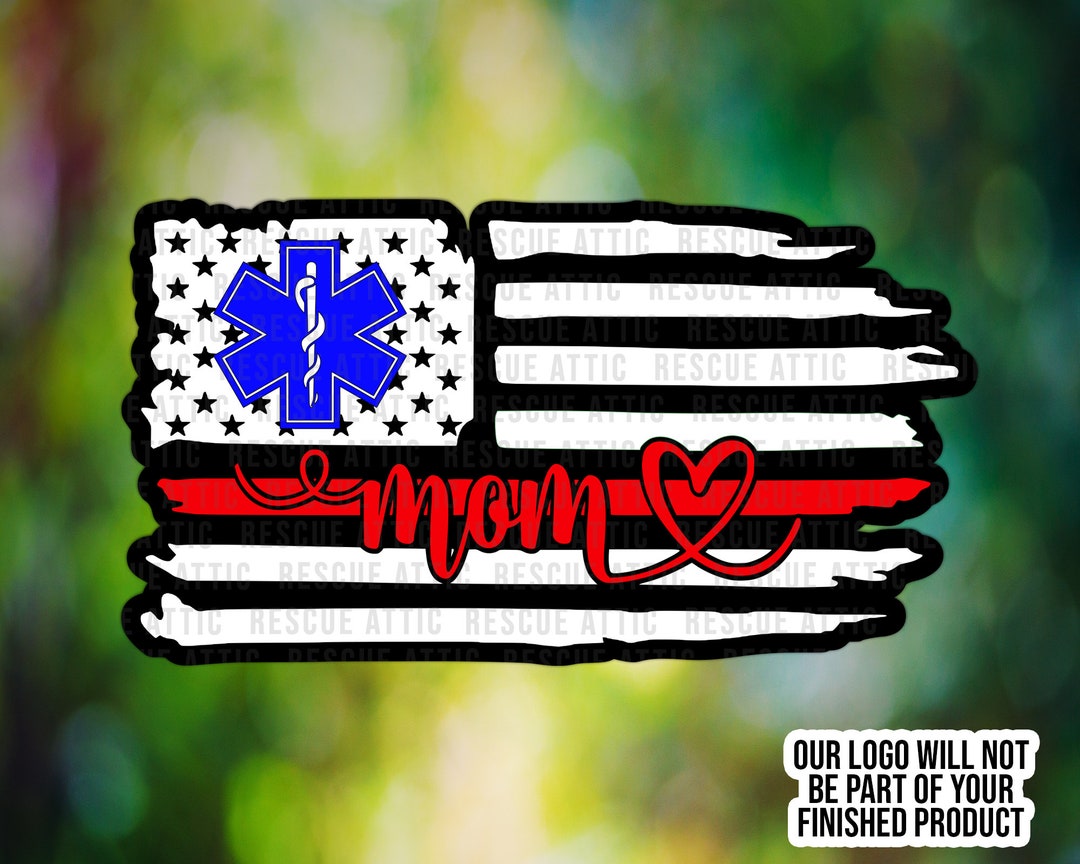 Fire EMS Mom Thin Line Flag - Firefighter Mom - Paramedic Mom - EMT Mom ...