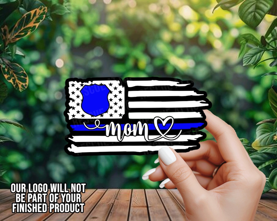 Police Shield Mom Thin Line Flag - Police Mom - LEO Mom - Vinyl Decal ...