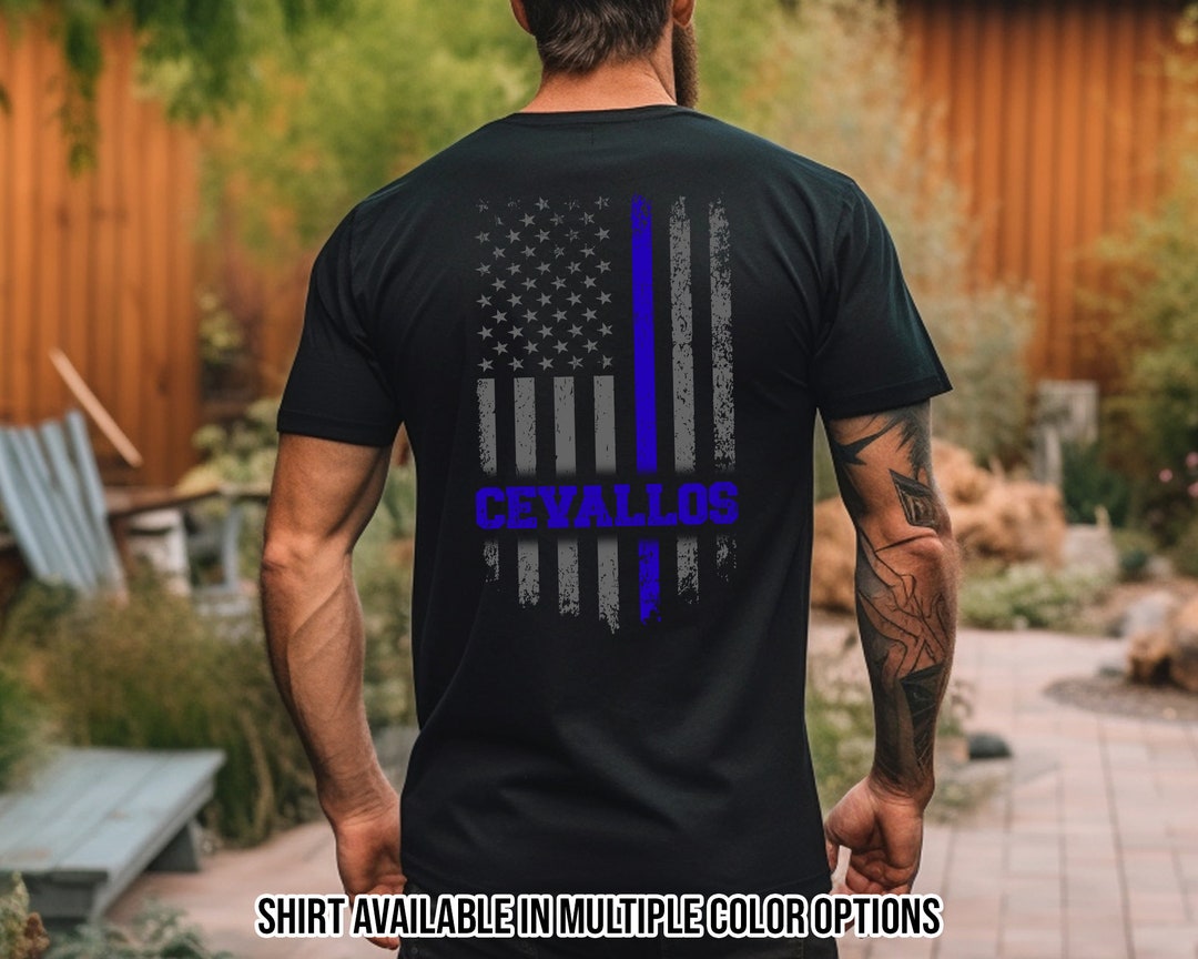 Personalized Thin Blue Line Tshirt - LEO Police Sheriff Tshirt - Blue ...