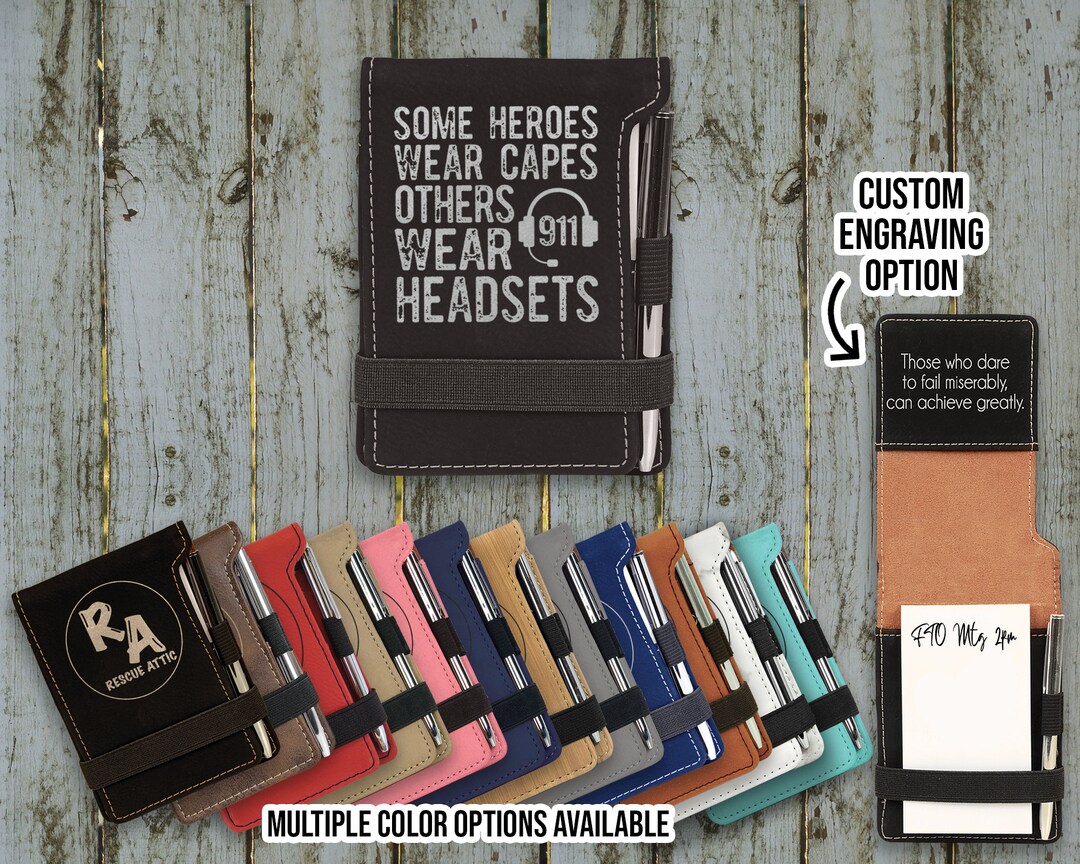 Dispatcher Leatherette Mini Pocket Notebook - Faux Leather - Engraved ...