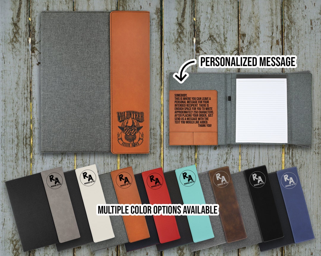 Volunteer Firefighter Leatherette Portfolio - Faux Leather - Engraved ...