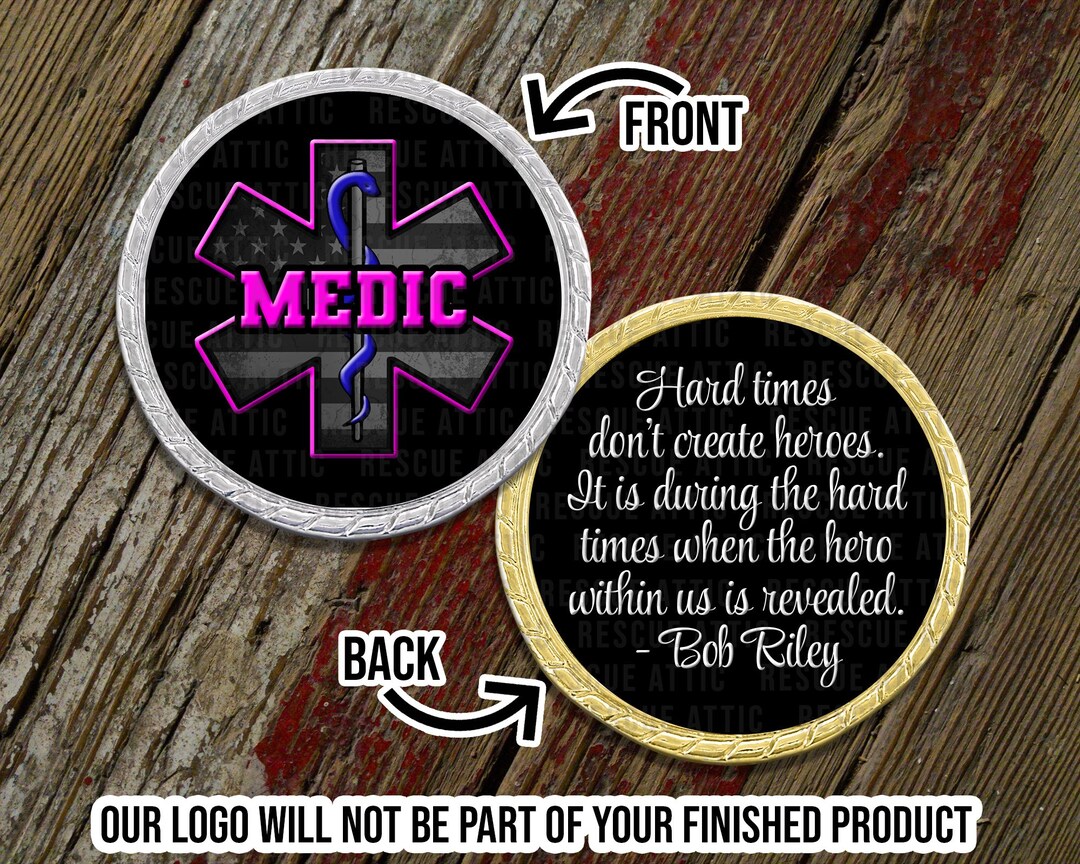 Pink Medic Star of Life Challenge Coin - Emergency Services - First ...
