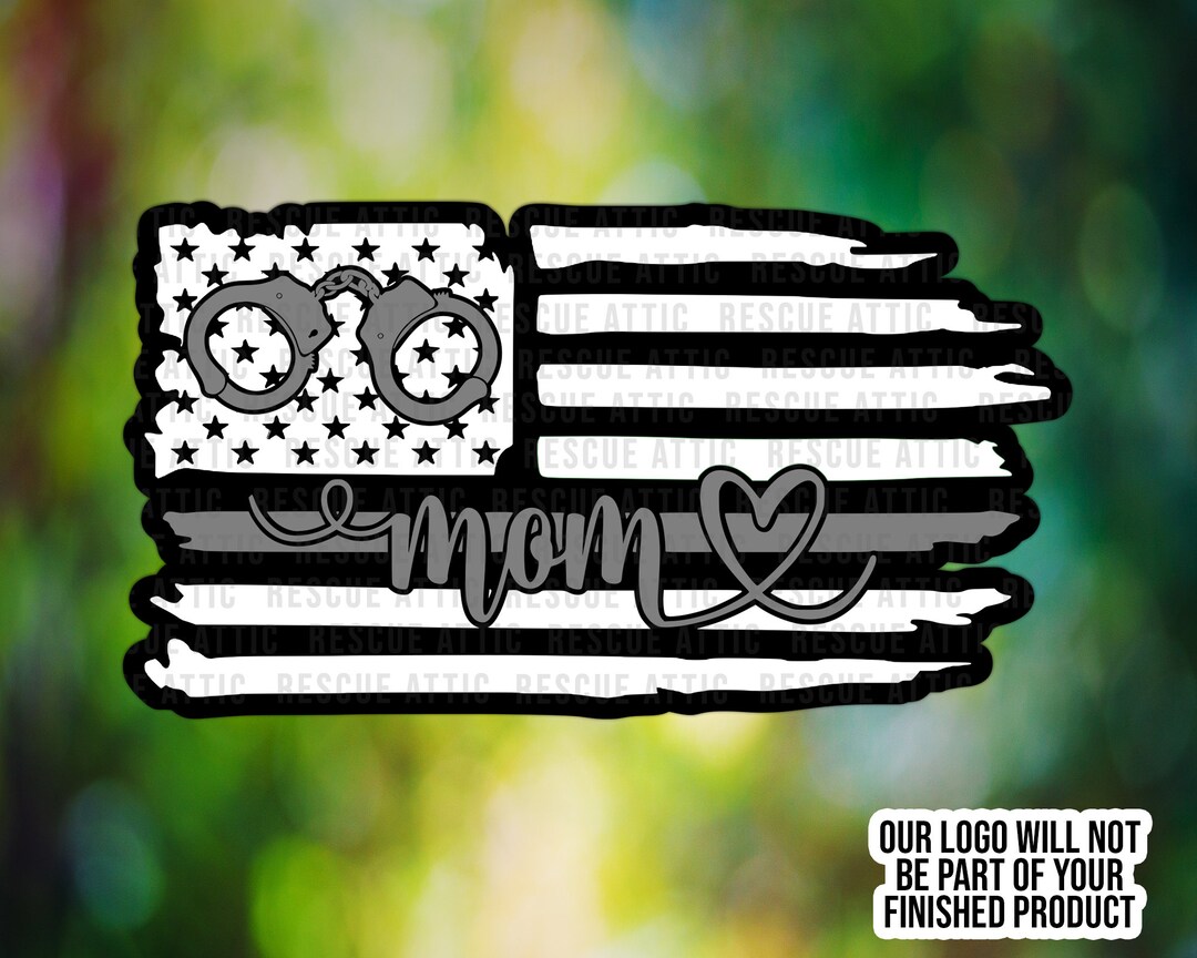 Corrections Officer Mom Thin Line Flag Corrections Mom LEO Vinyl Decal ...