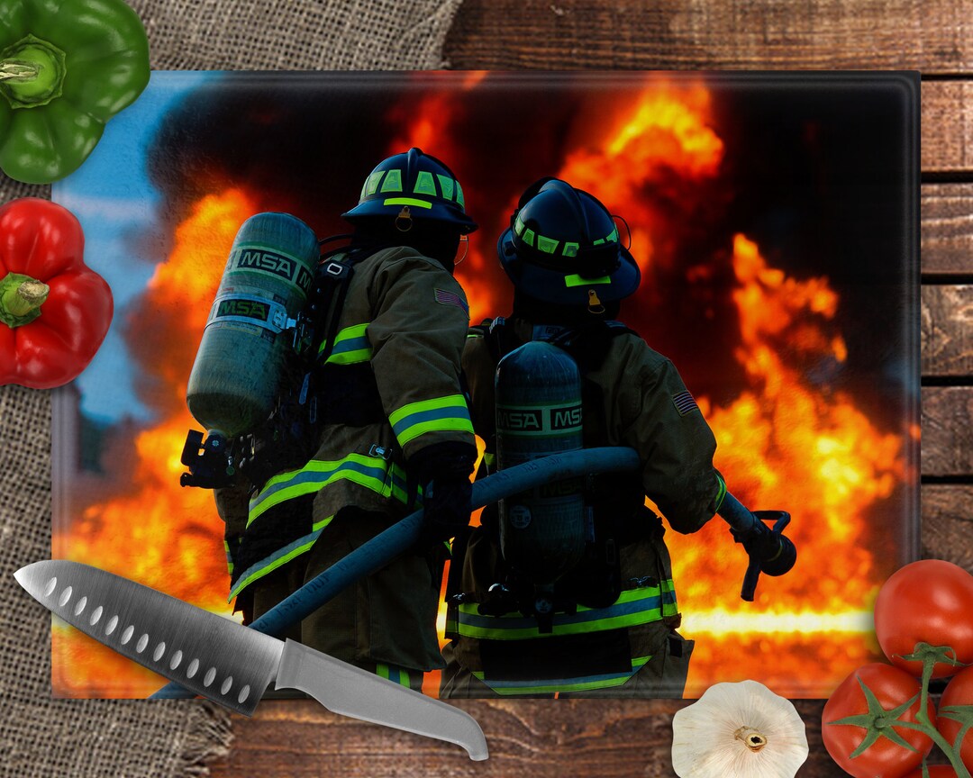 Firefighter Full Color Custom Glass Cutting Board - Station Cutting ...