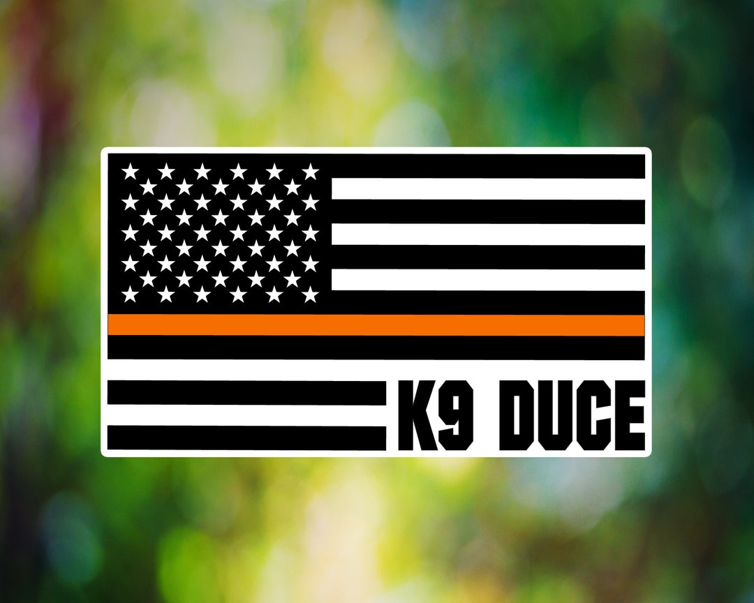 K9 Orange Line Flag Decal - Personalized K9 - Vinyl Decal - Window ...