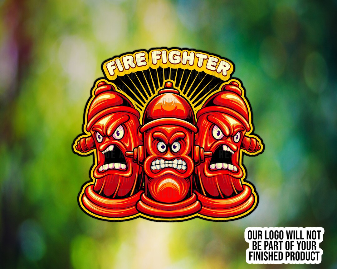 Angry Fire Hydrant Trio - Fire Department - Firefighter - Vinyl Decal ...