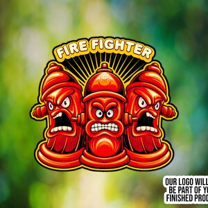 Angry Fire Hydrant Trio - Fire Department - Firefighter - Vinyl Decal ...