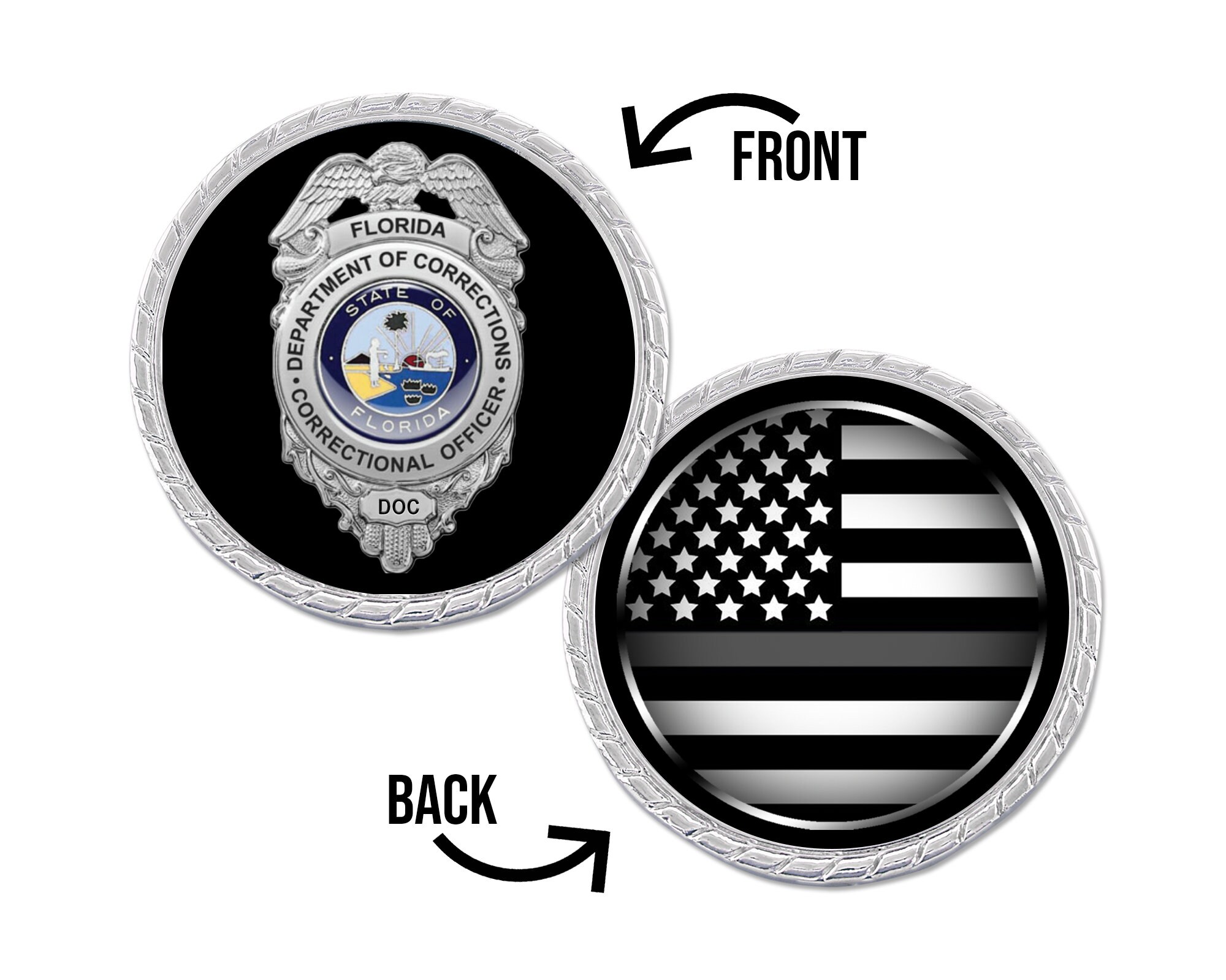 Correction's Officer Thin Gray Line Challenge Coin | Etsy