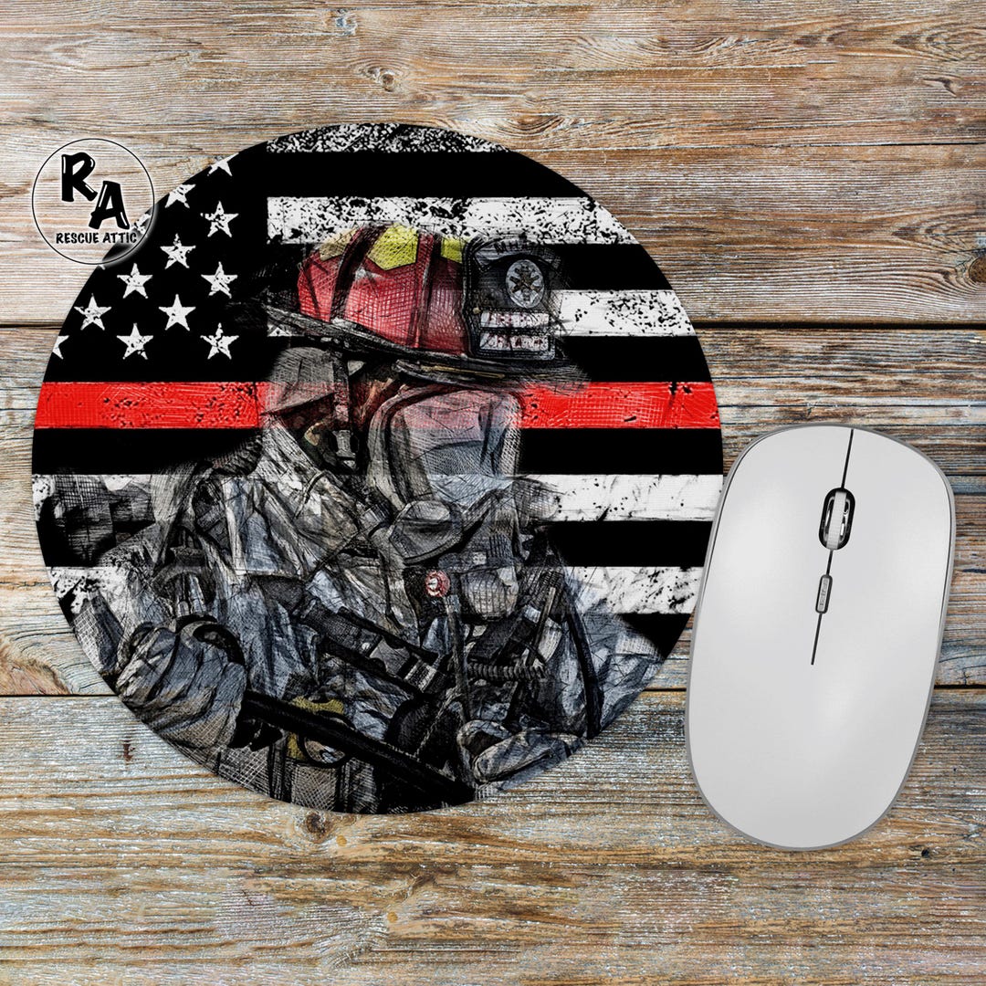 Thin Red Line Firefighter Mousepad – Fireman Gift, Fire Department Desk ...