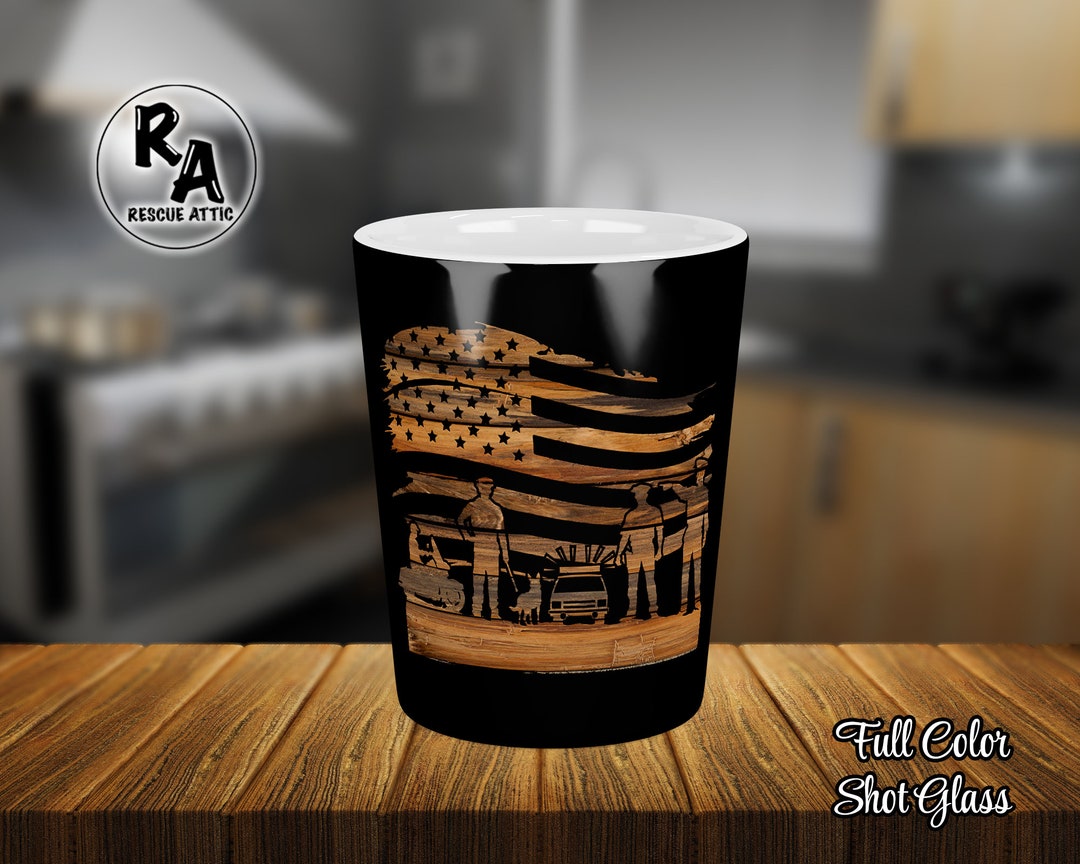 Wood Grain Police Full Color Shot Glass Custom Shot Glass Police Gift ...