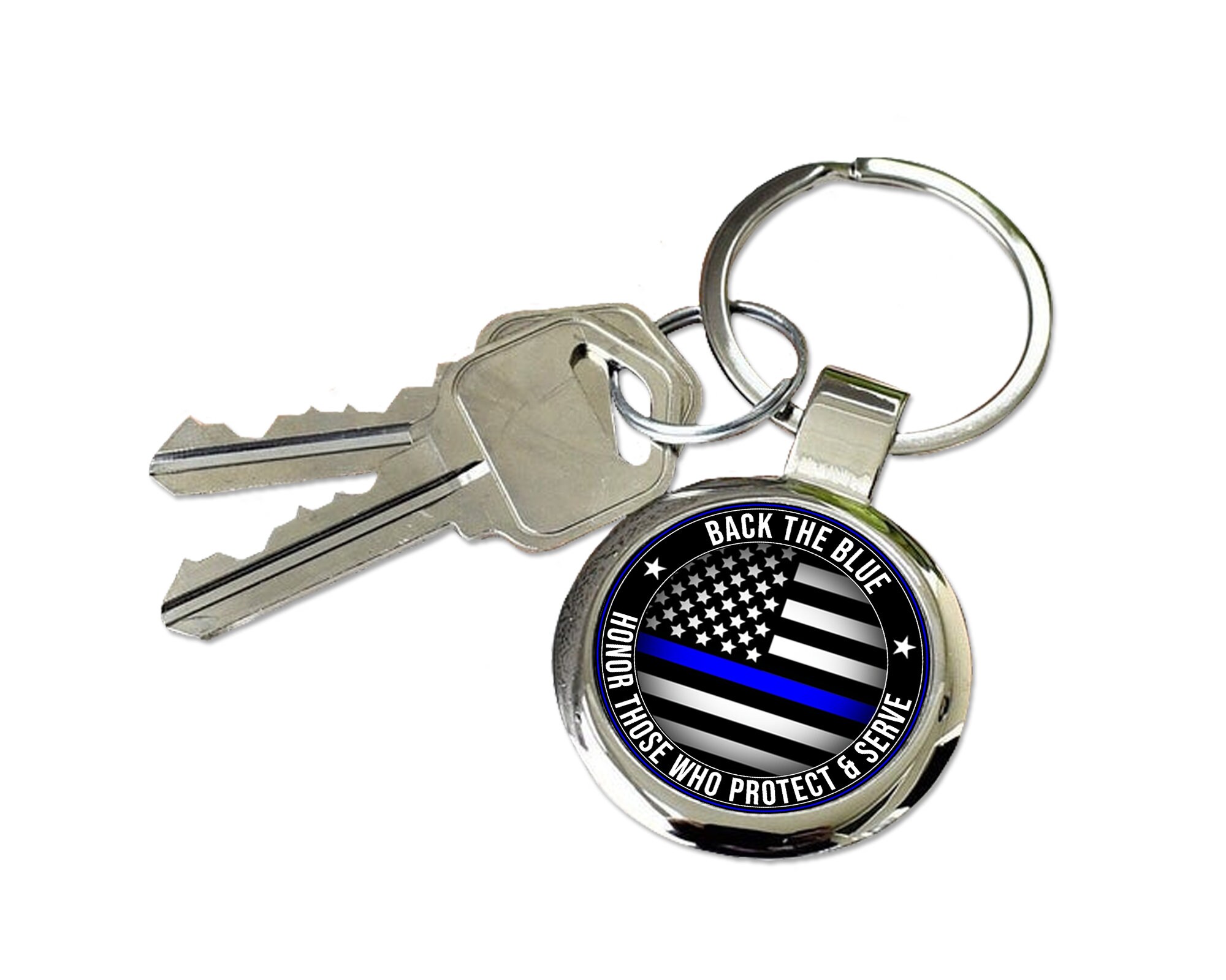 Thin Blue Line Flag Police Keychain Back the Blue Custom | Etsy