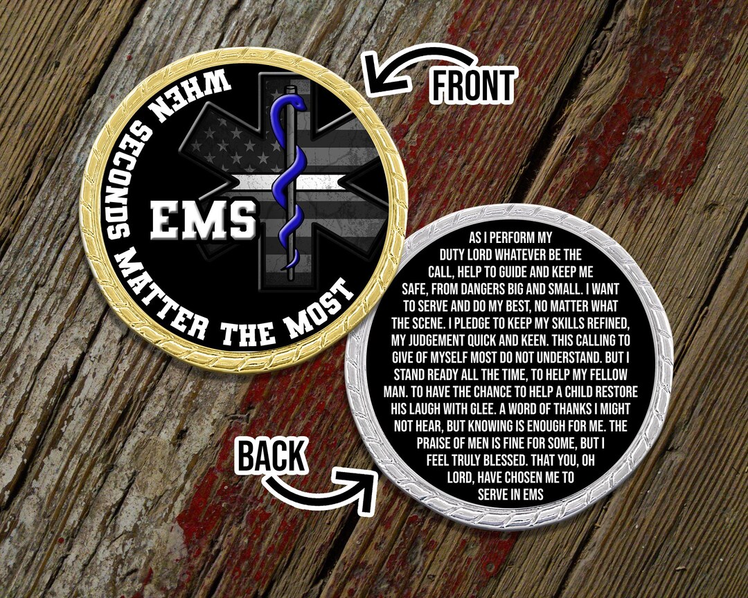 EMS Star of Life Prayer Challenge Coin - Emergency Services - First ...