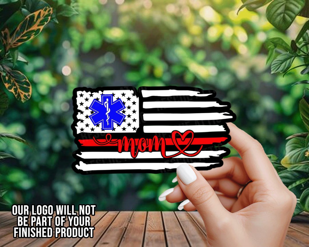 Fire EMS Mom Thin Line Flag - Firefighter Mom - Paramedic Mom - EMT Mom ...
