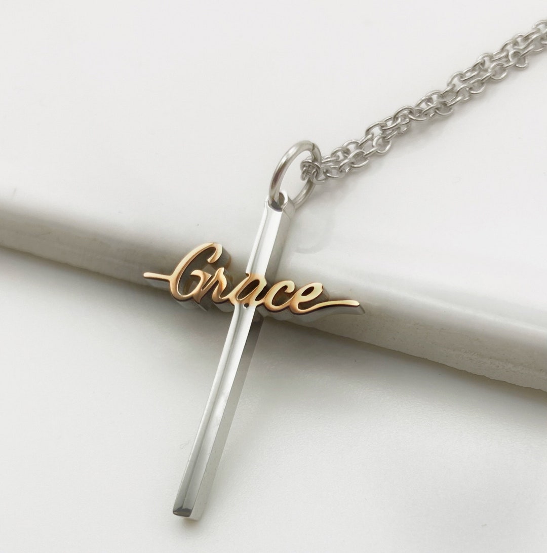 Small Grace Cross Cross Necklace Woman Cross - Etsy