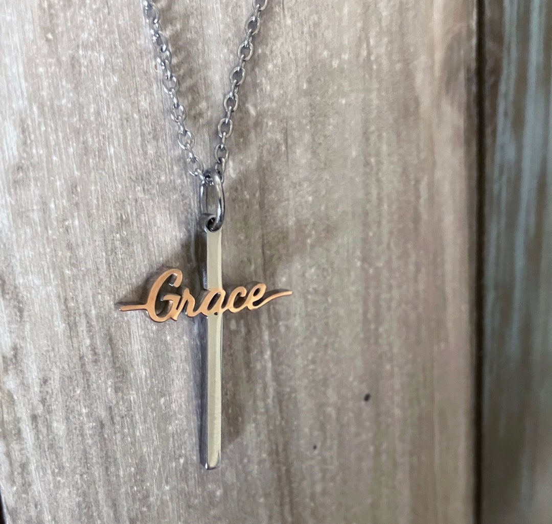 Small Grace Cross Cross Necklace Woman Cross - Etsy