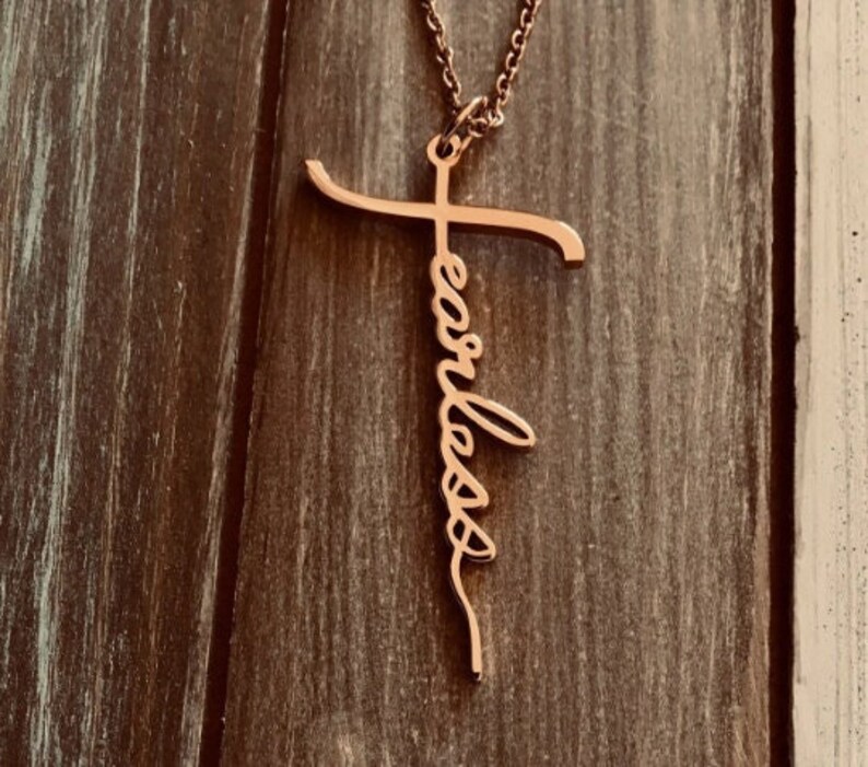Silver Cross Necklace Fearless Cross Necklace Religious - Etsy Canada