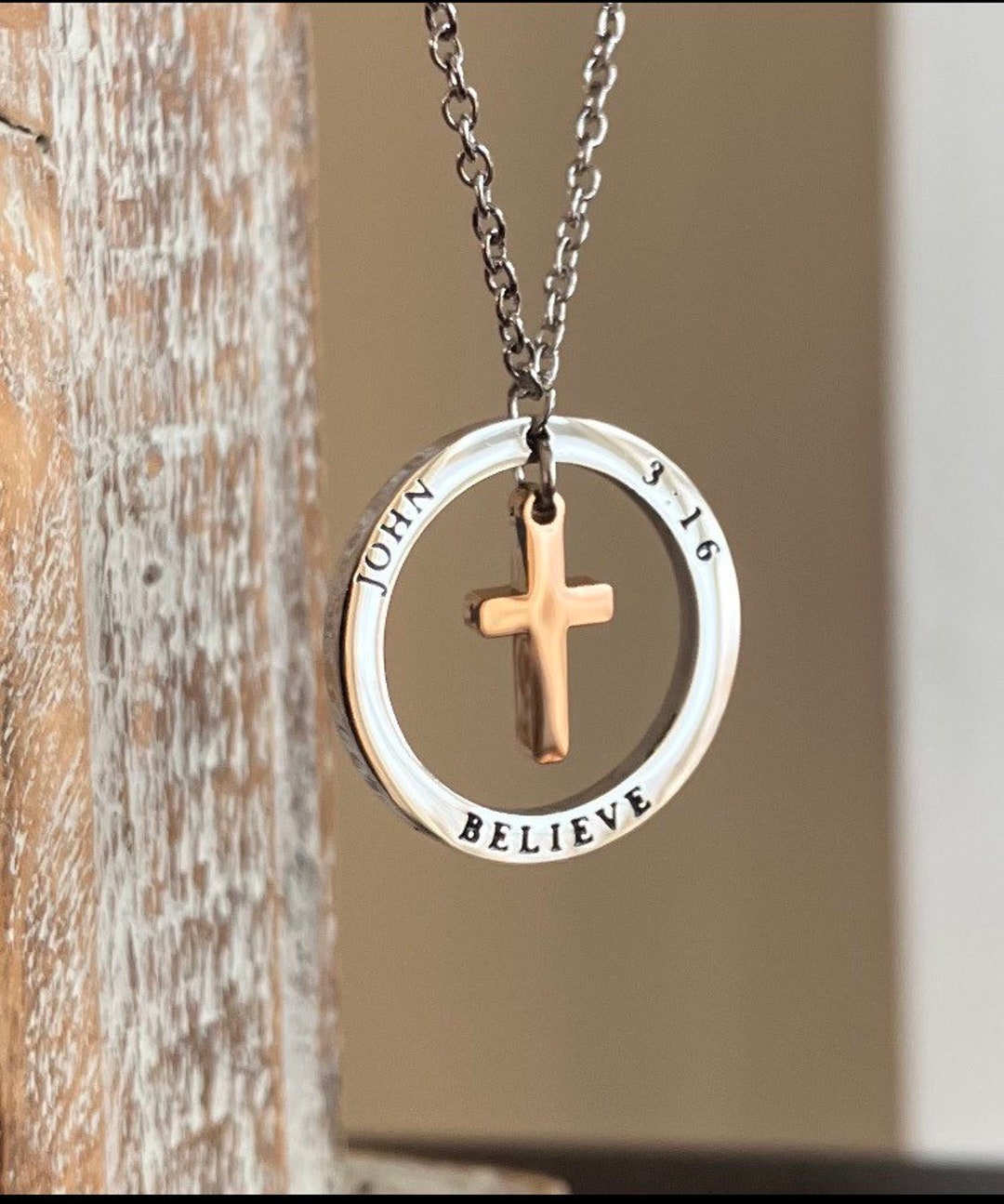 Faith Necklace Woman, Dangling, the Eternity Circle Pendant. John 3:16 ...
