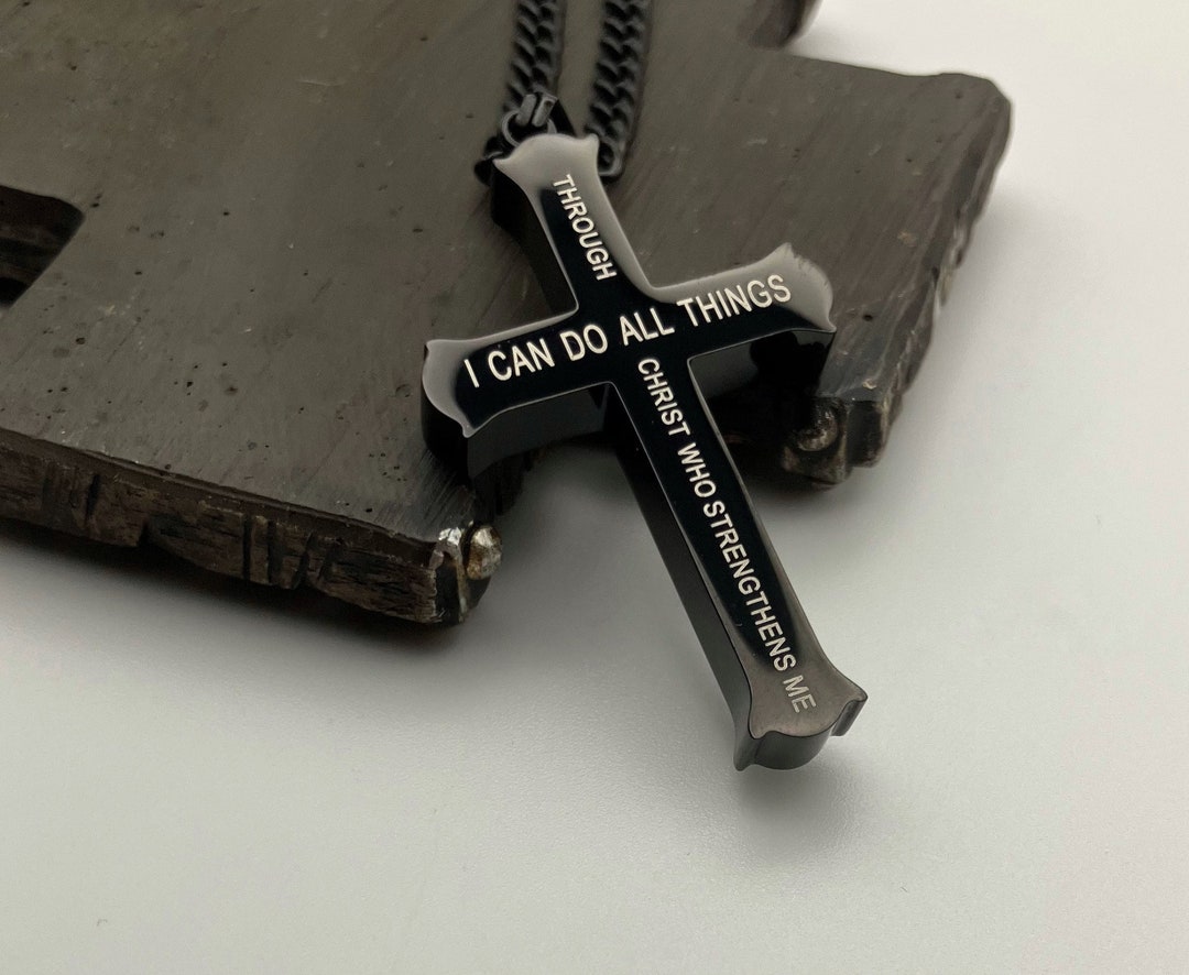 Men's Faith Cross Necklace , 2 Sided Cross, Gold, Silver and Black ...