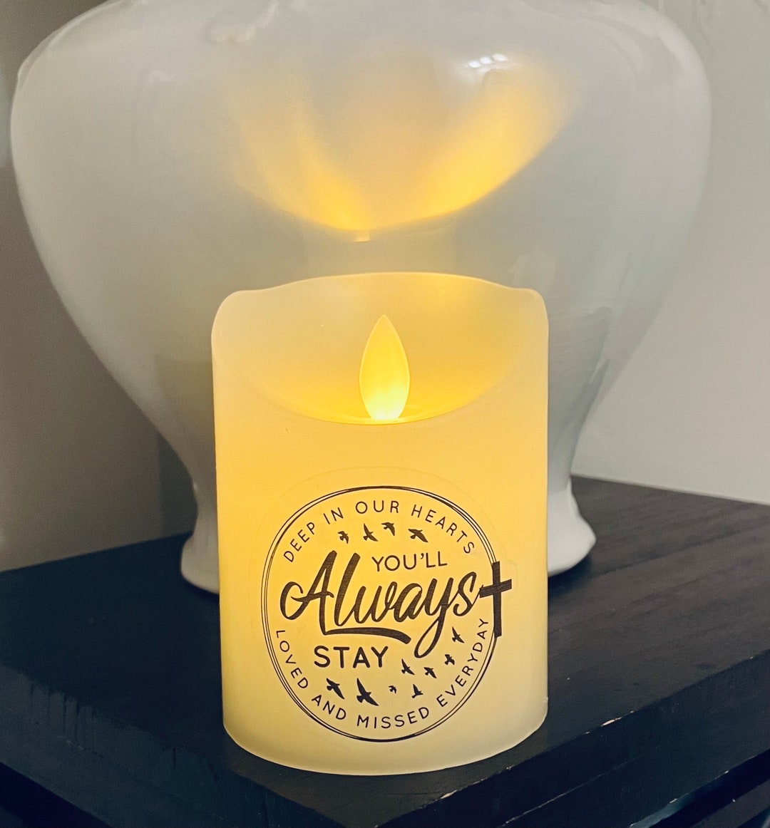 Flickering Flameless Wax Candles, in Memory Of. Forever in Our Hearts ...