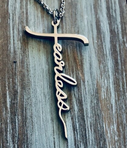 Silver Cross Necklace Fearless Cross Necklace Religious - Etsy Canada