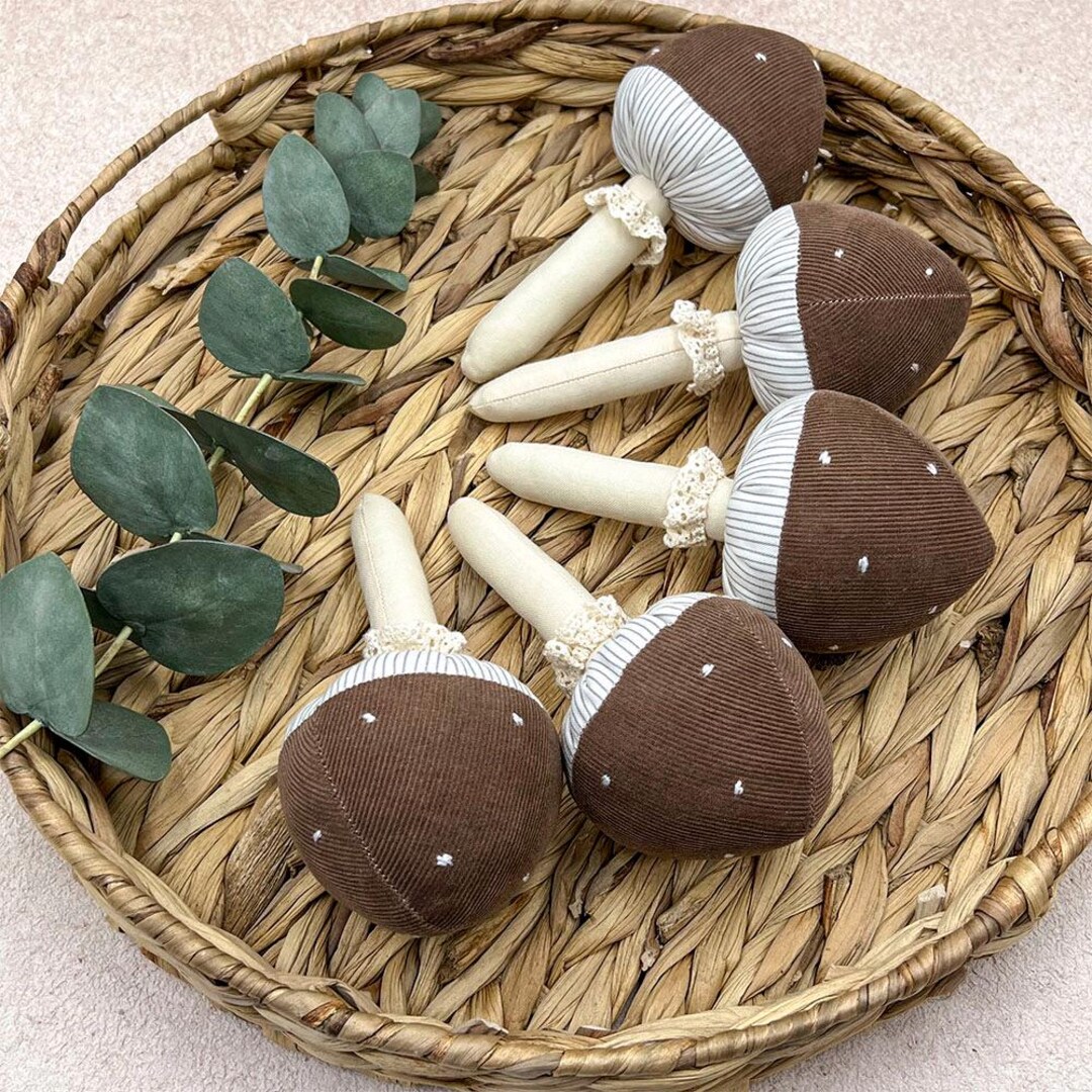 Premium Fabric Rattle Mushroom, Baby Gifts, Sensory Toy, Gender Neutral ...
