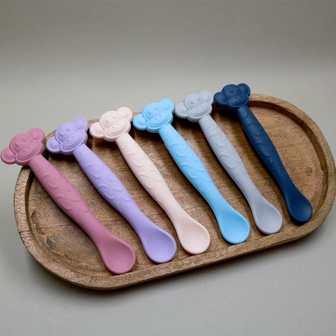 Baby Feeding Silicone Monkey Spoon, Soft Food Grade Silicone Spoon ...
