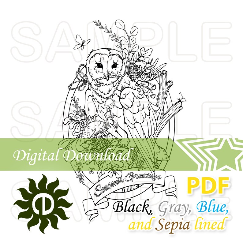 Woodland Christmas Owl Coloring Page: Printable Winter Scene (PDF) - Etsy