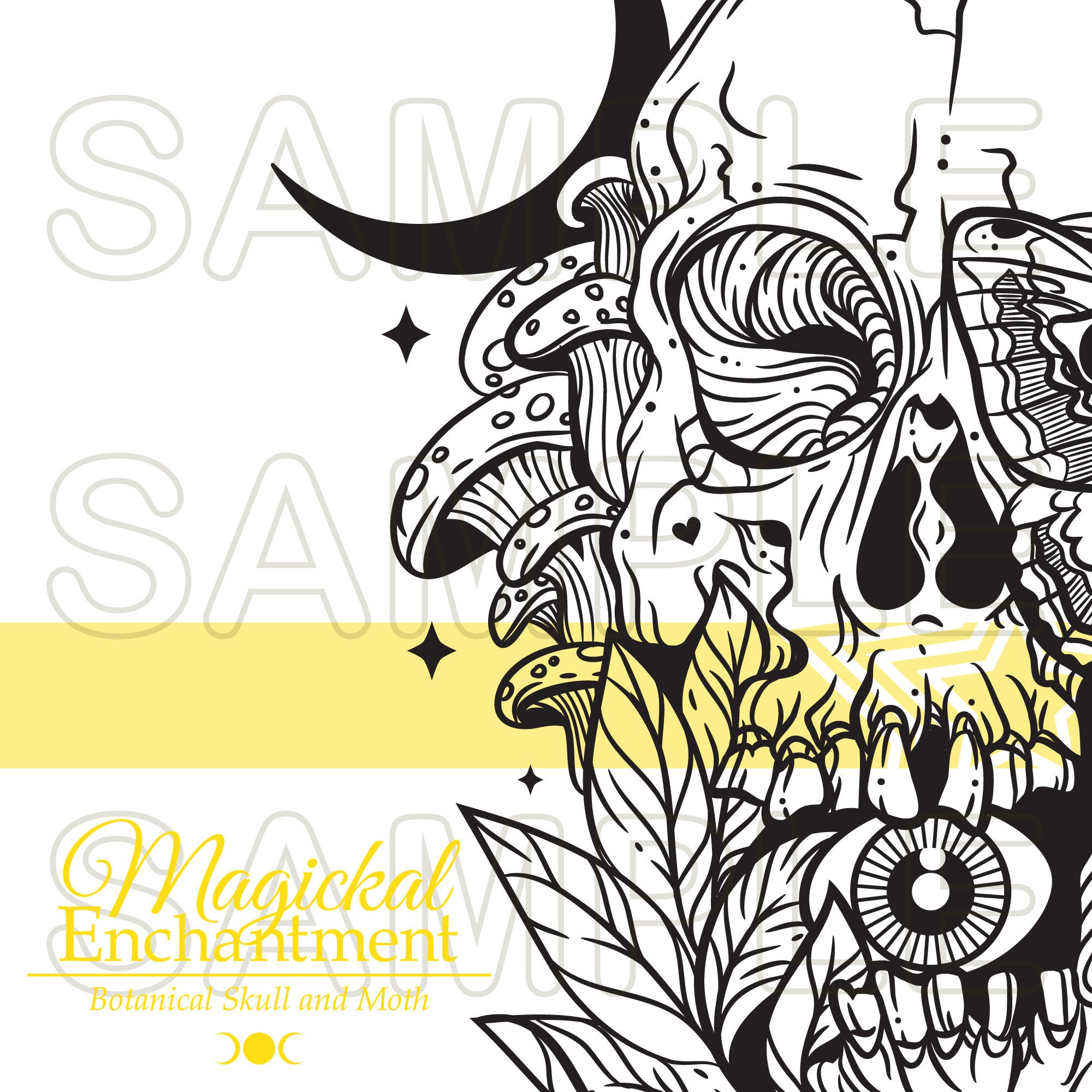 Halloween Coloring Page Magical Skull and Moth Coloring Page for Adults ...