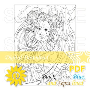 Dark Fairy Coloring Page Fae Fey Gothic Dark Fantasy Illustration ...