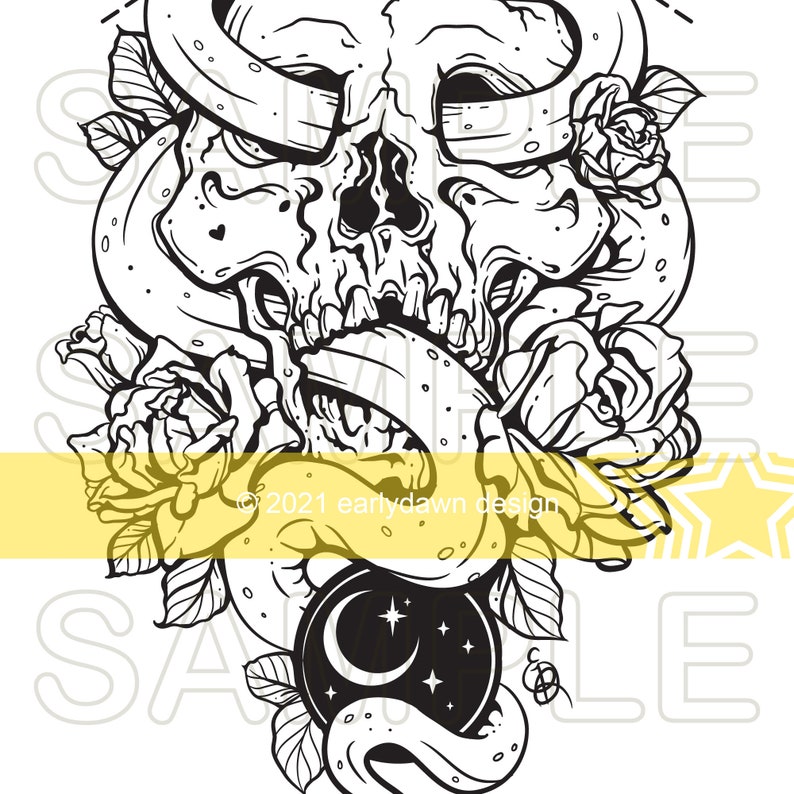 Printable Halloween Coloring Page Magical Snake and Skull Coloring Page ...