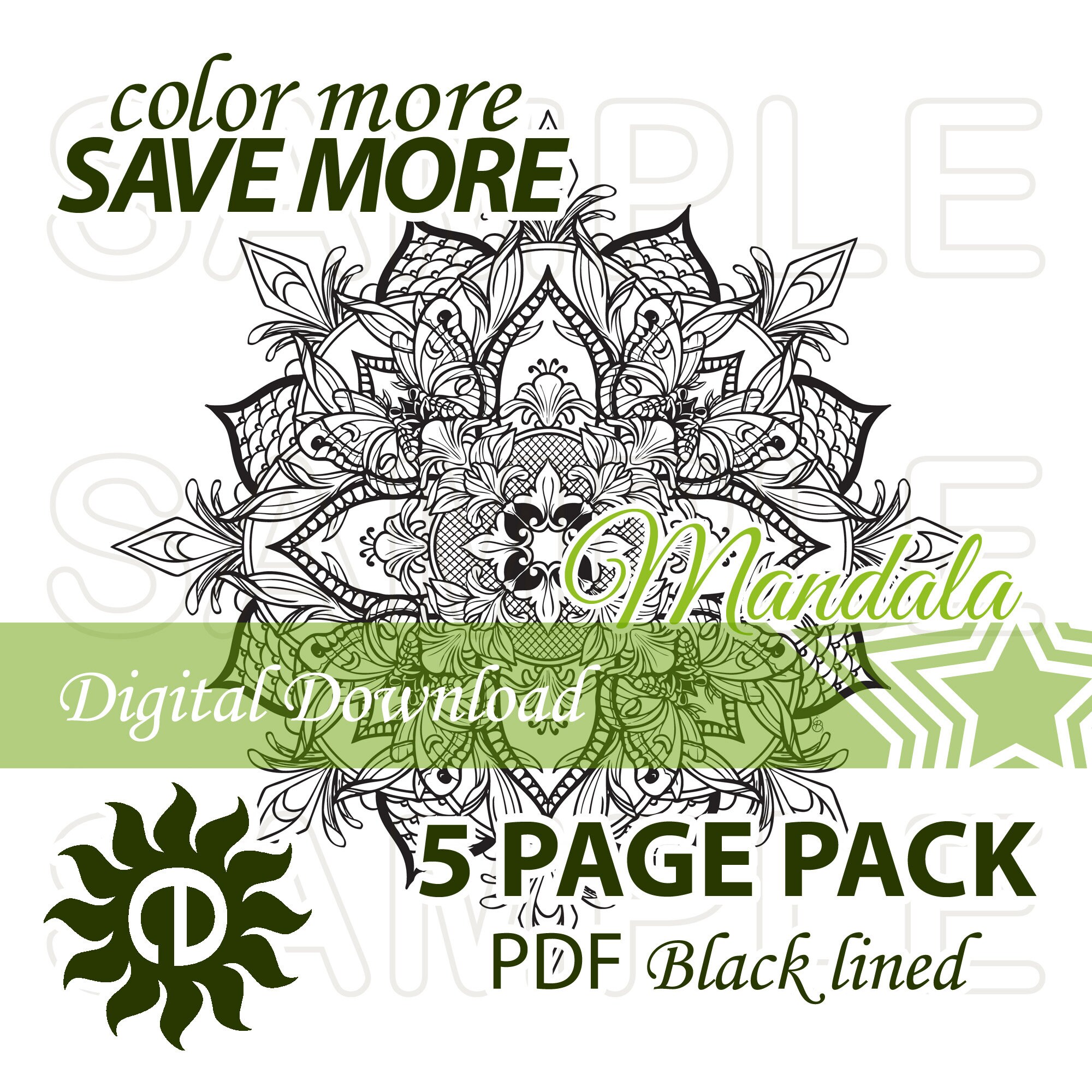 Moth Mandala Coloring Page Set Flowers Bugs Geometric Lines Cottagecore ...