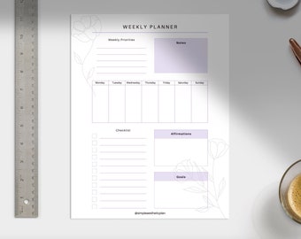 Pink Floral Weekly Planner, Instant Download, Printable - Etsy