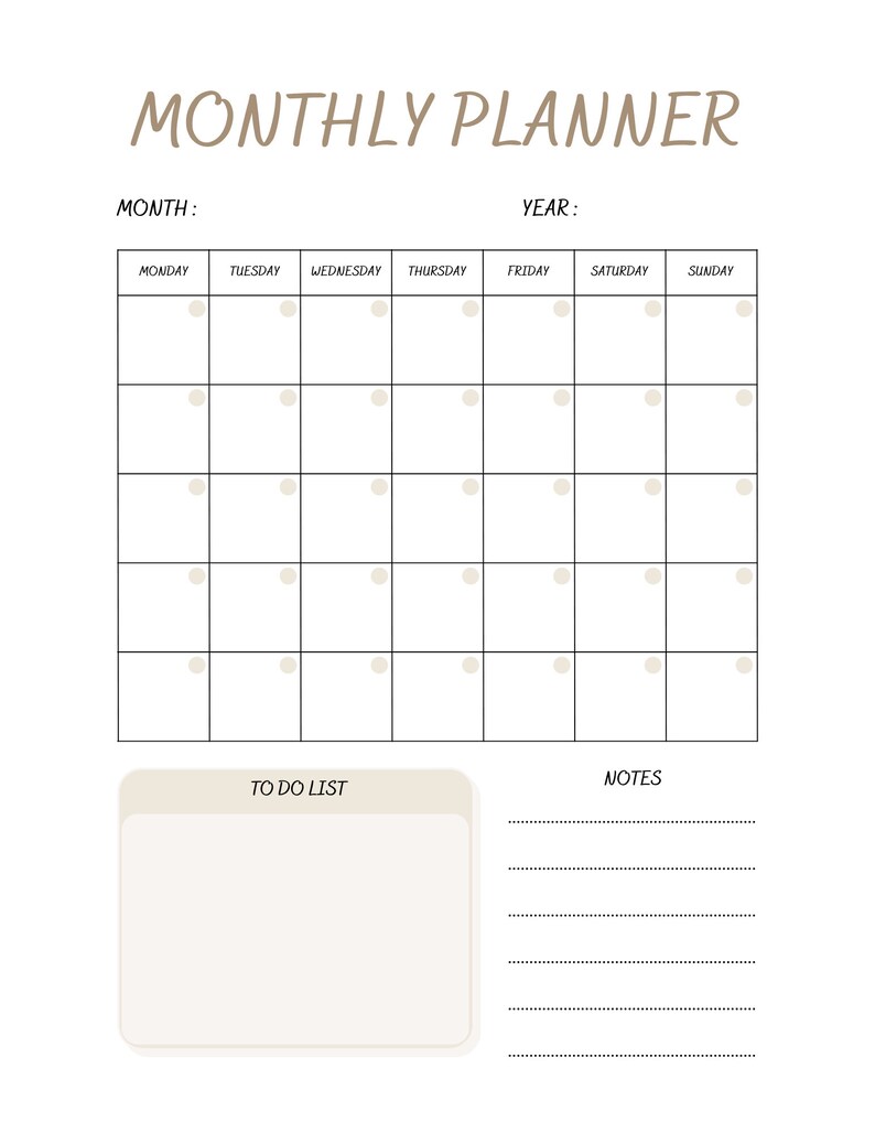Neutral Ultimate Planner Monthly and Weekly Planner Instant - Etsy