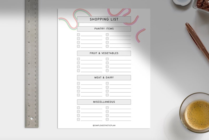 Minimalist Color Grocery List - Etsy