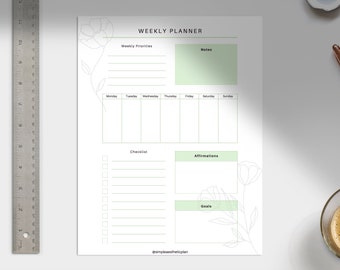 Pink Floral Weekly Planner, Instant Download, Printable - Etsy