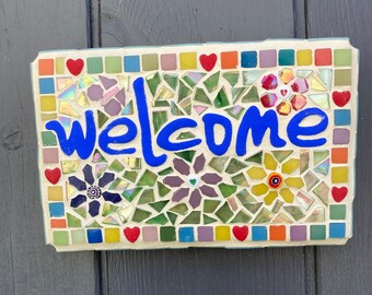 Mosaic Welcome Sign | Etsy