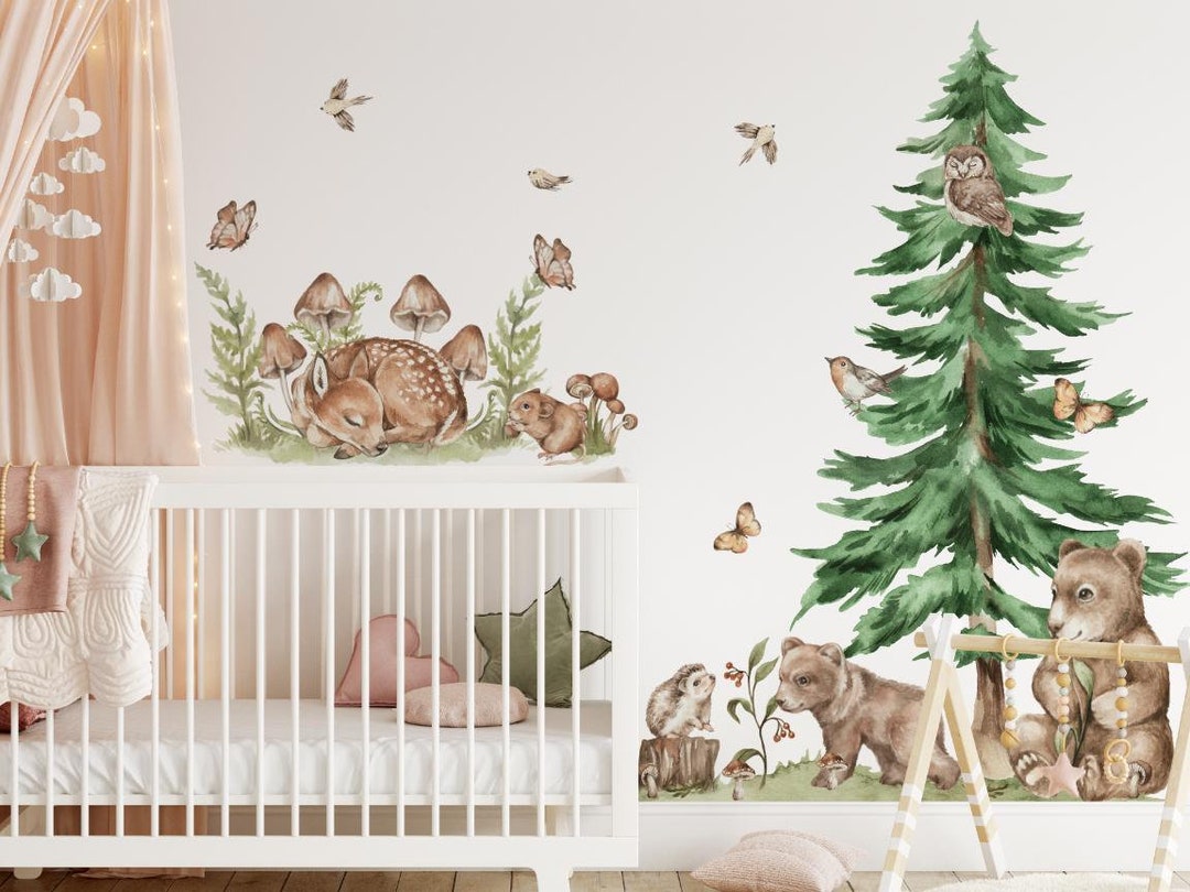 Forest Wall Sticker Forest Stickers for Children on the Wall Roe Deer ...