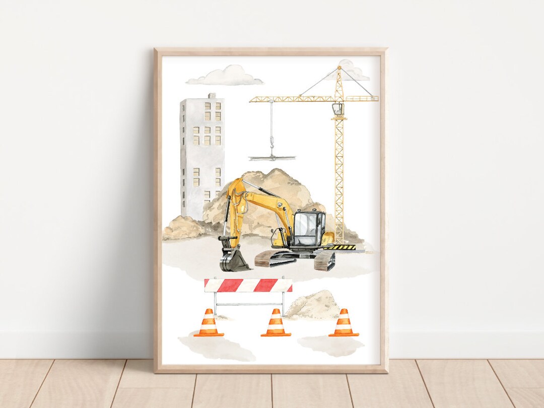 Wall Poster Excavator at the Construction Site - Etsy