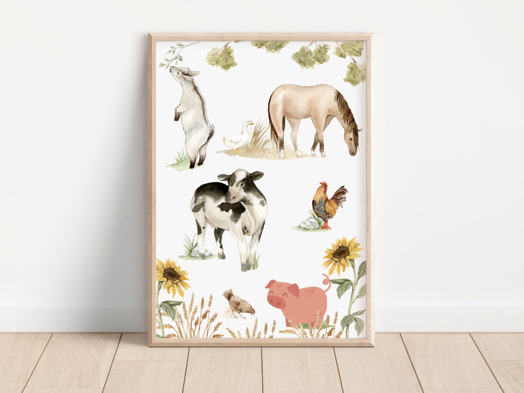 Wall Poster FARM Animals Horse Cow Chicken - Etsy
