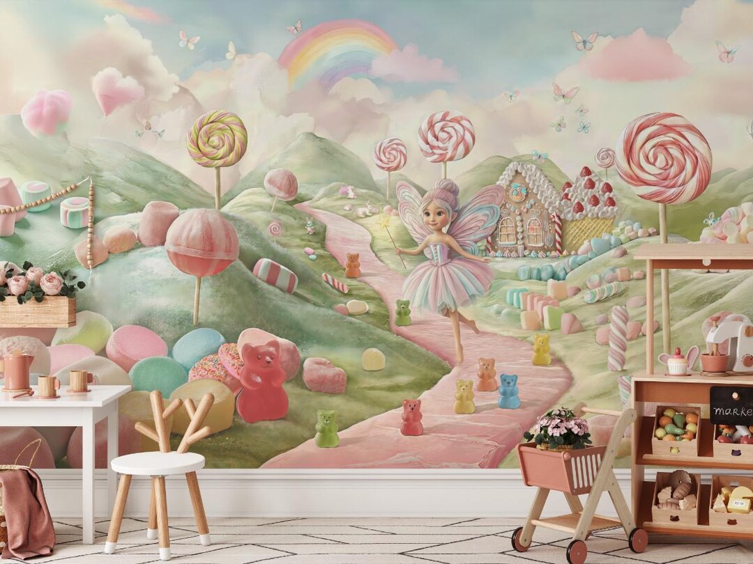 Sweet Candy Wallpaper for a Girl's Room, a Delicate Princess in a Fairy ...