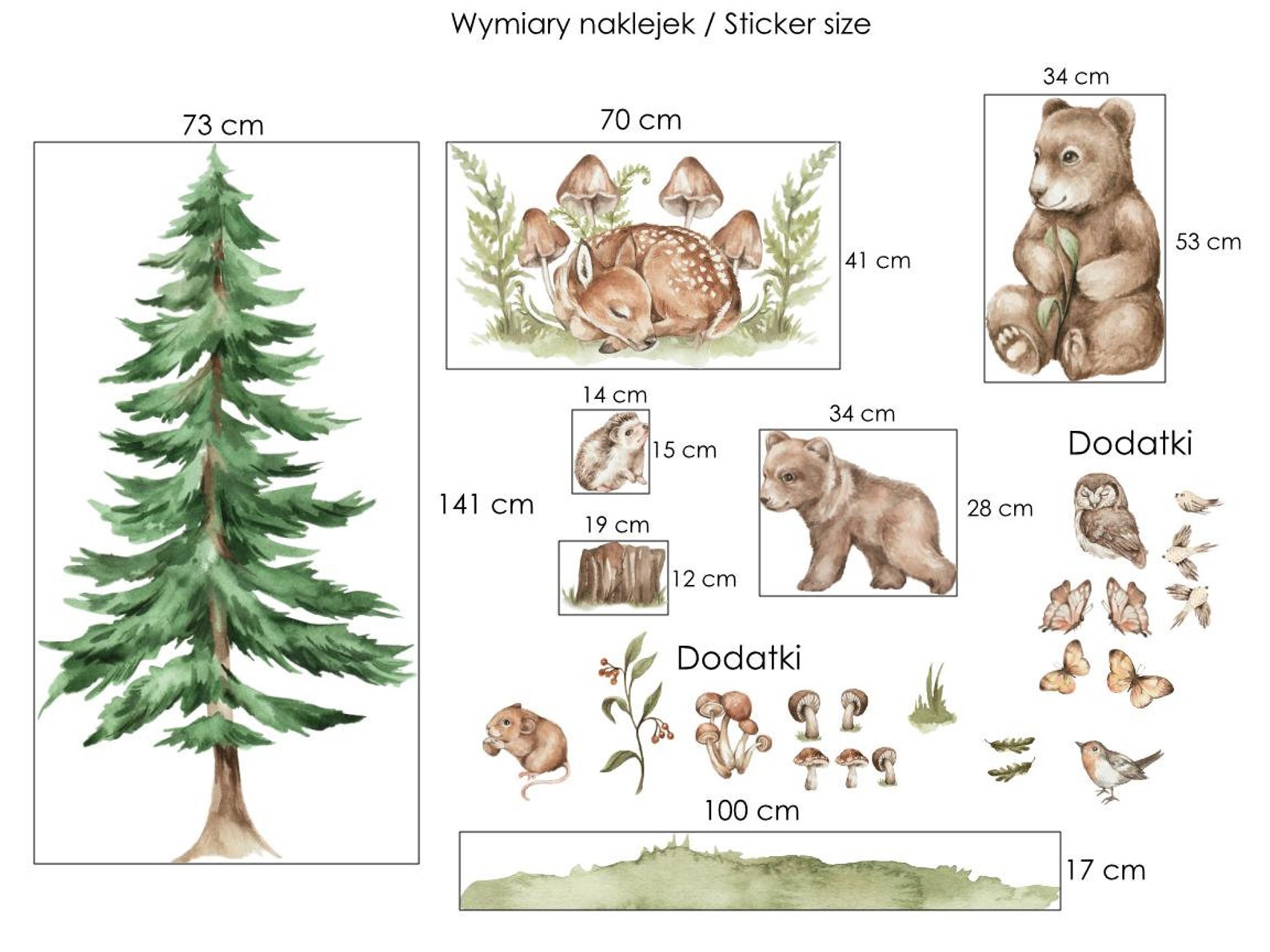 Forest Wall Sticker Forest Stickers for Children on the Wall Roe Deer ...