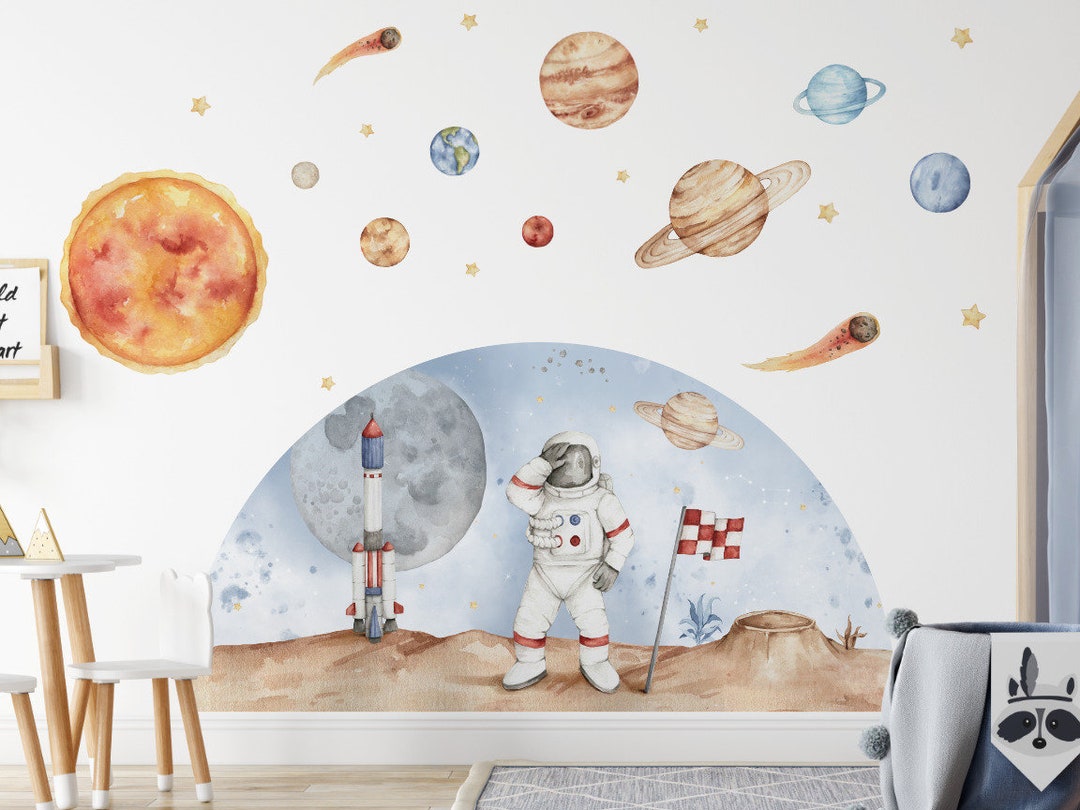 Space Wall Decal, Solar System Wall Sticker for Kids, Planet Decal ...