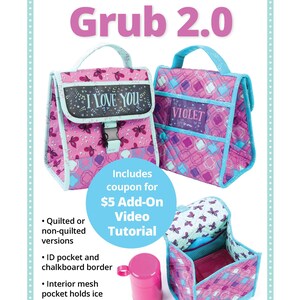 Grab Some Grub 2.0 Sewing Pattern - PAPER PATTERN - Lunch Bag Sewing ...