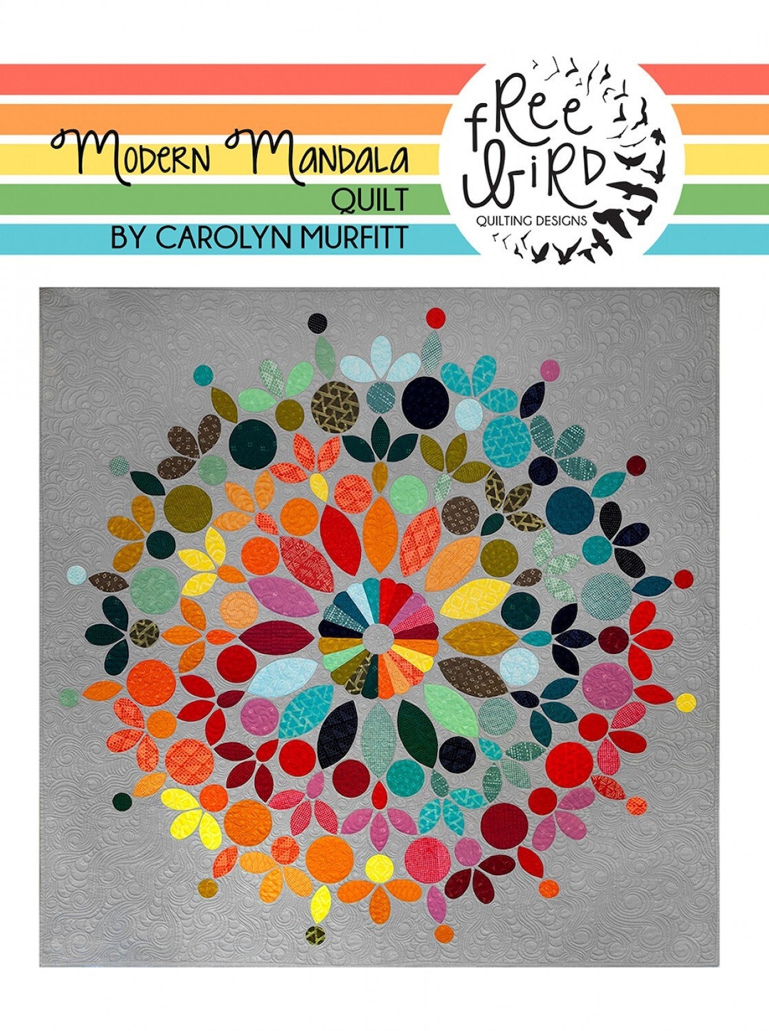 Modern Mandala Quilt Pattern - PAPER PATTERN - by Free Bird Quilting ...