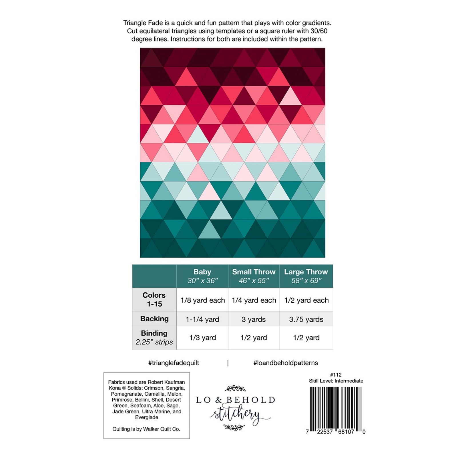 Triangle Fade Quilt Pattern - PAPER PATTERN - Designed by Lo & Behold ...